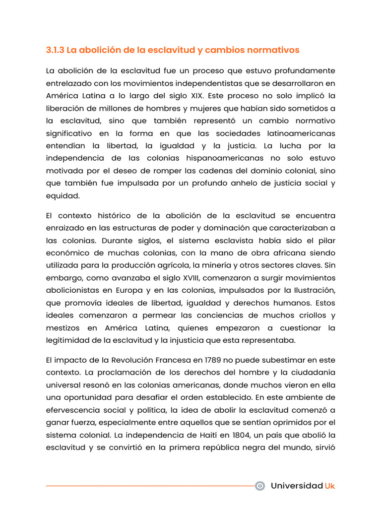 3.1.3 La Abolición de La Esclavitud y Cambios Normativos | PDF ...