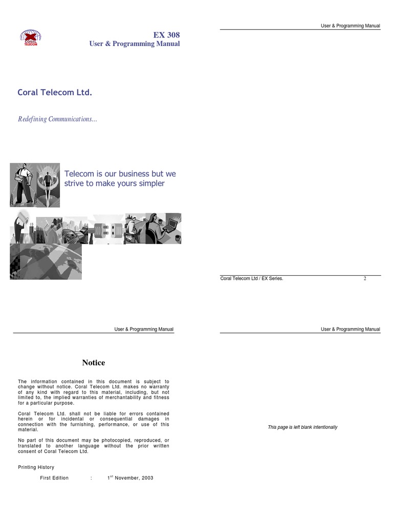 Coral Epabx EX308 - Manual | PDF | Telephone | Telecommunication