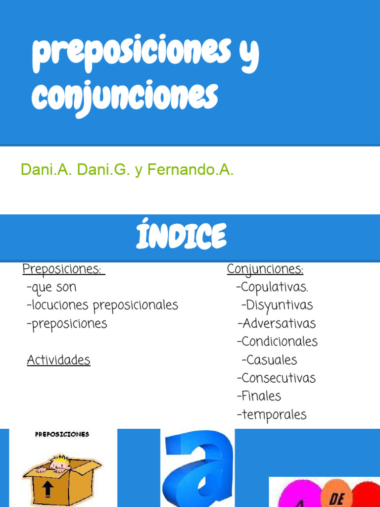 Preposiciones y Conjunciones | PDF | Morfología Lingüística ...