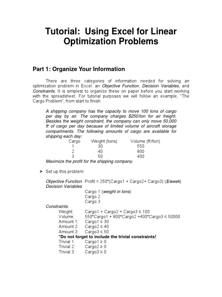 Excel Solver Tutorial | PDF | Mathematical Optimization | Microsoft Excel