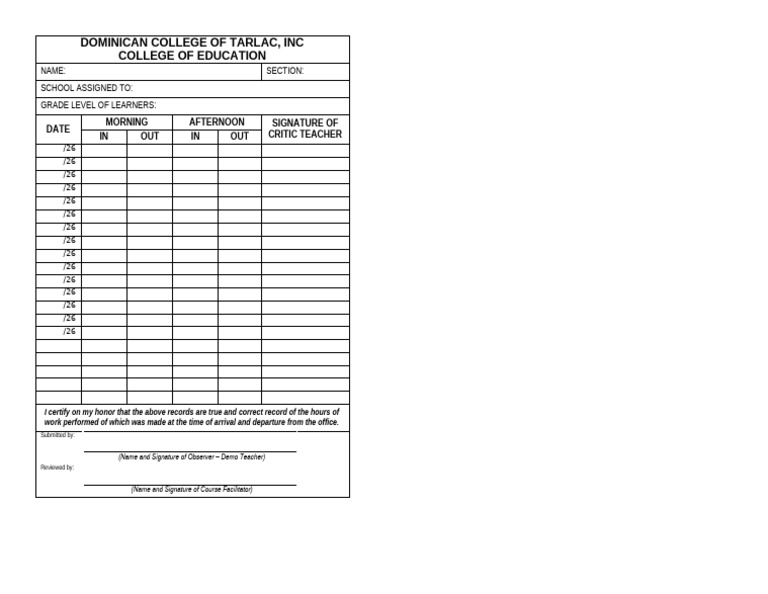 DTR Practice Teaching | PDF