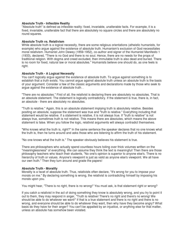 Absolute Truth | PDF | Relativism | Absolute (Philosophy)