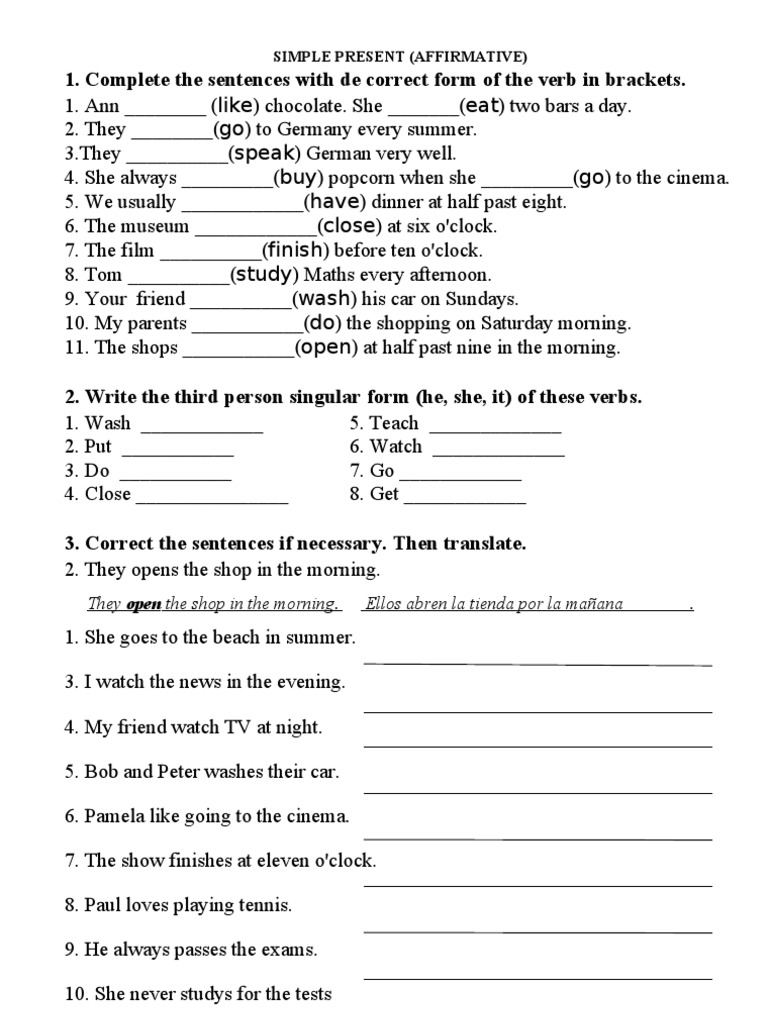 Simple Present. (Key) | PDF | Grammar | Linguistic Typology