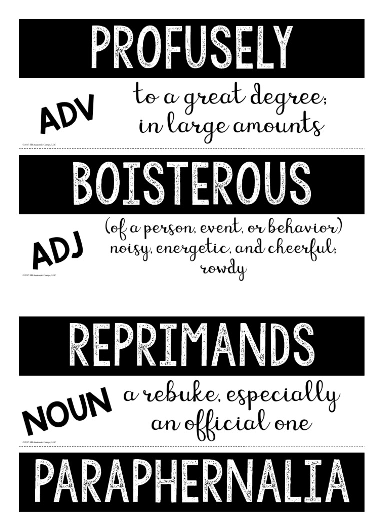 The Lottery Word Wall Vocabulary Cards | PDF