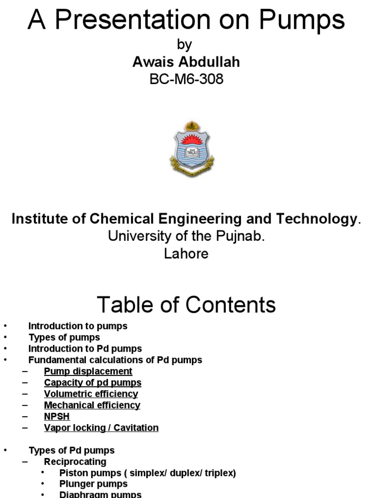 A Presentation On Pumps | PDF | Pump | Gear