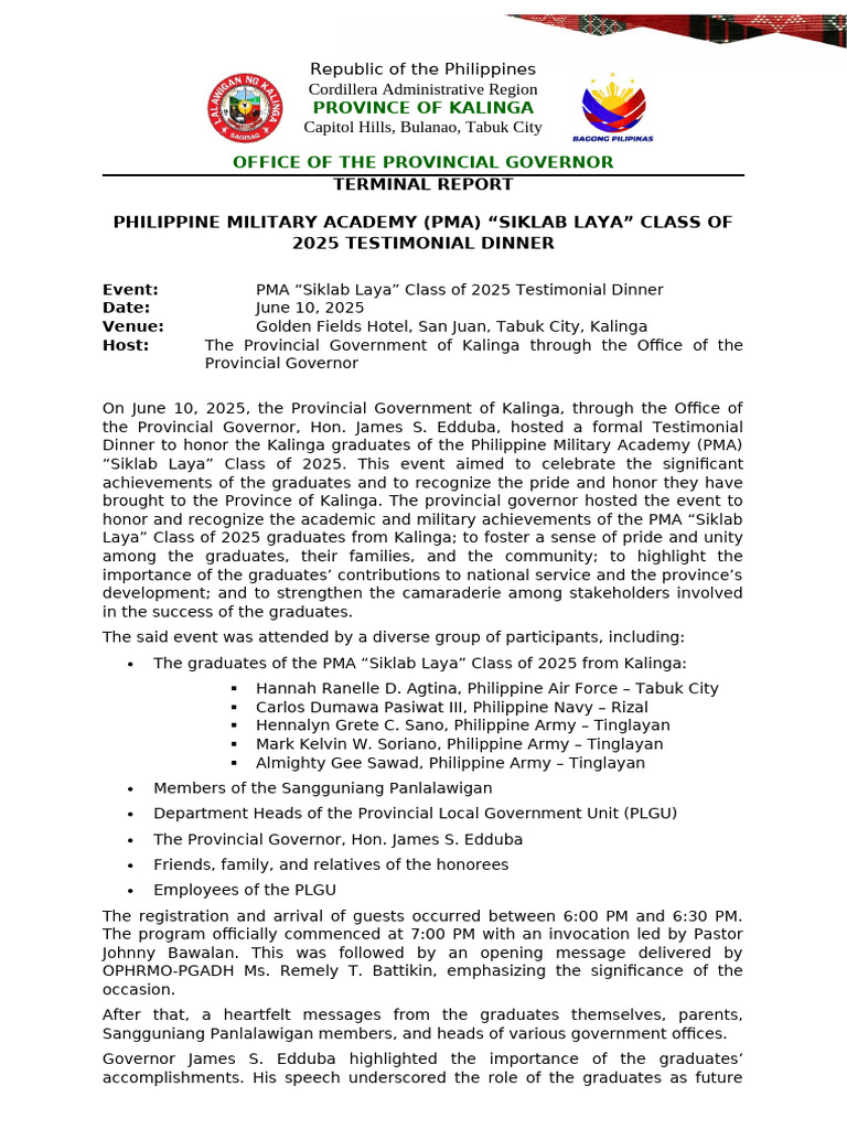 Terminal Report PMA 2025 | PDF