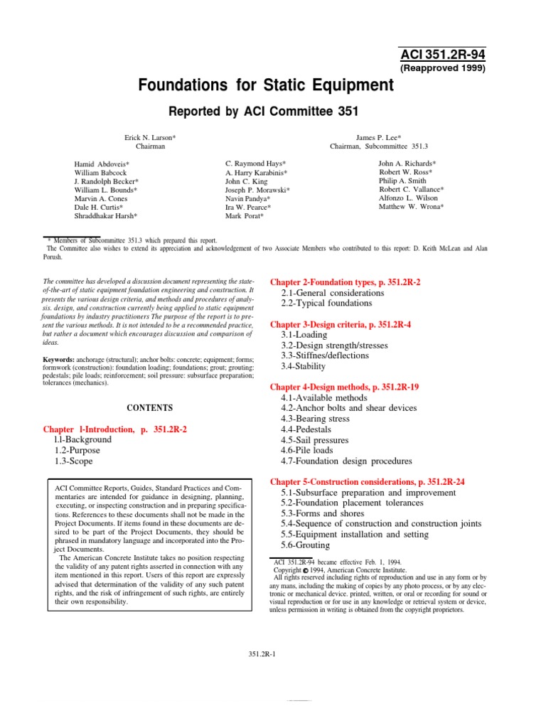 ACI 351.2 R-94 Foundations For Static Equipment | PDF | Structural Load ...