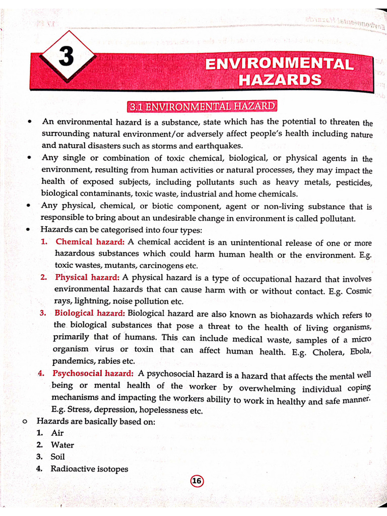 Unit 3 - ENVIRONMENTAL HAZARDS PDF | PDF