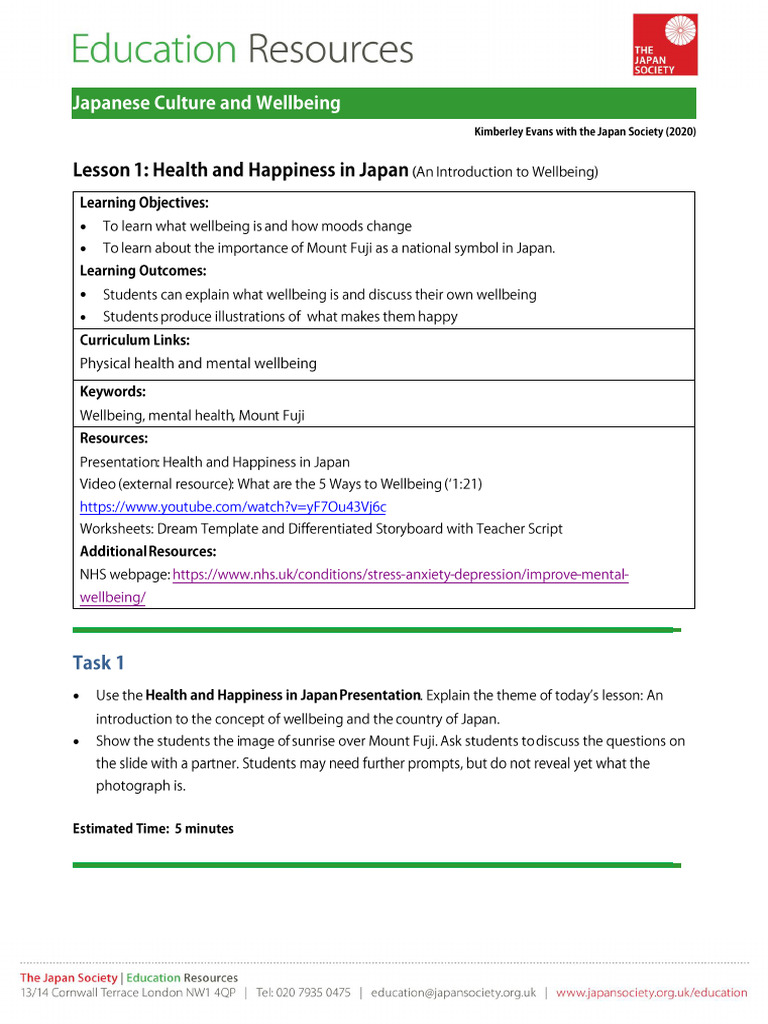Health and Happiness Lesson Plan | PDF