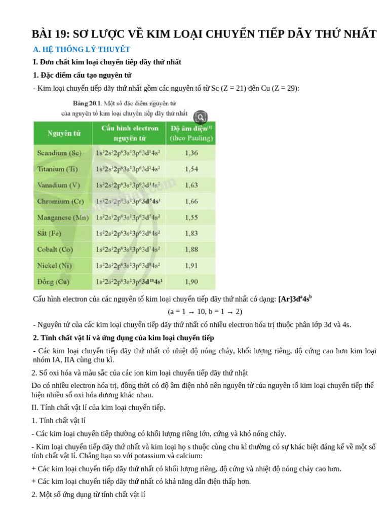 Bai 19 So Luoc Ve Day Kim Loai Chuyen Tiep Thu Nhat 20520257 | PDF