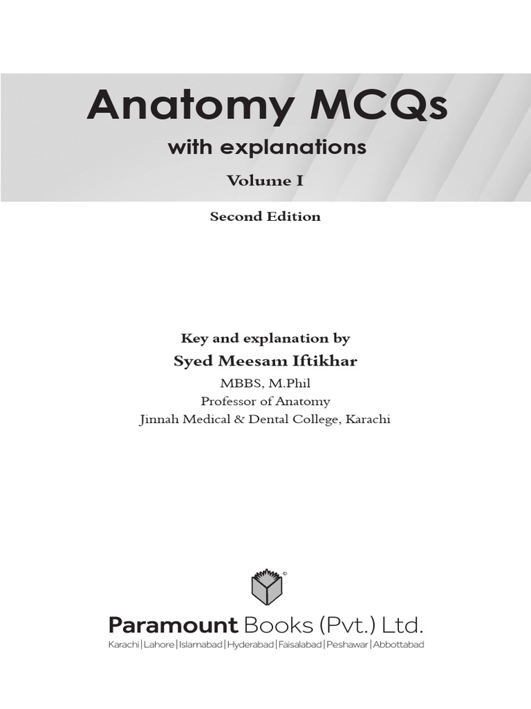Anatomy MCQs With Explanations Volume I (Sample Chapter) | PDF