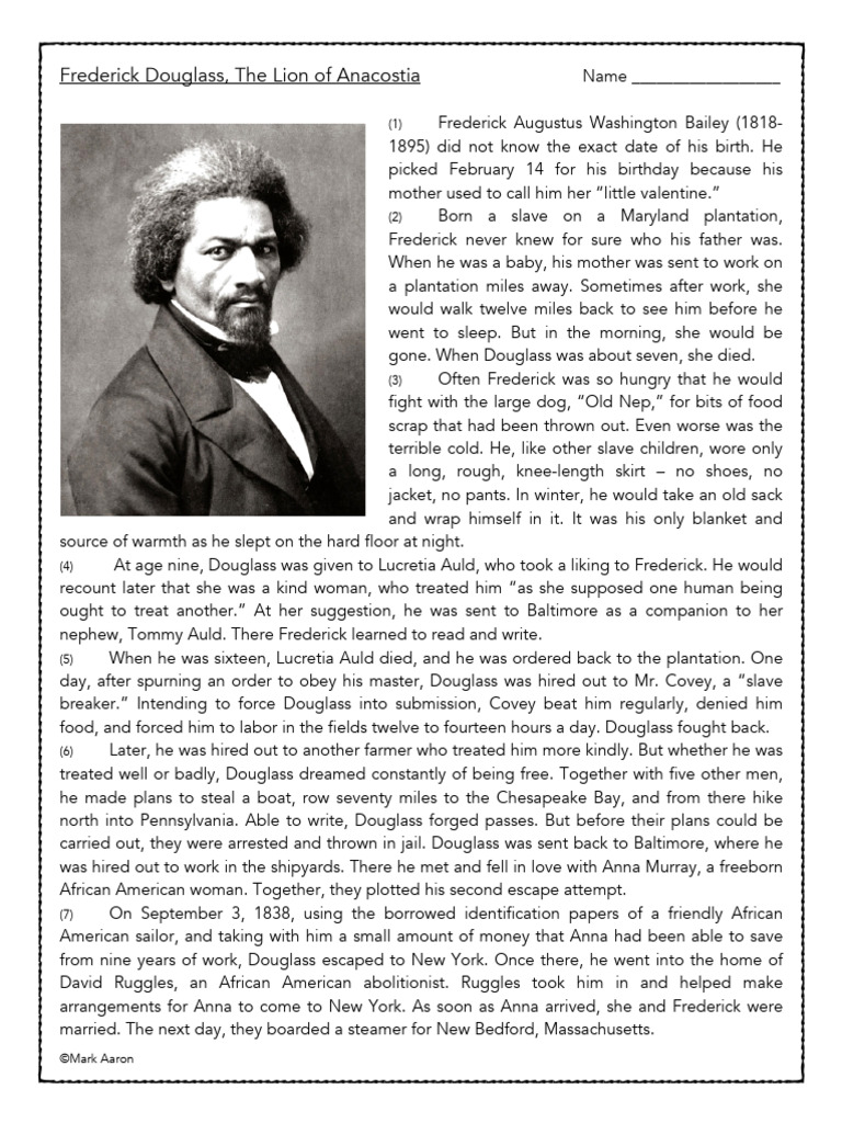 Frederick Douglass, The Lion of Anacostia | PDF | Frederick Douglass ...