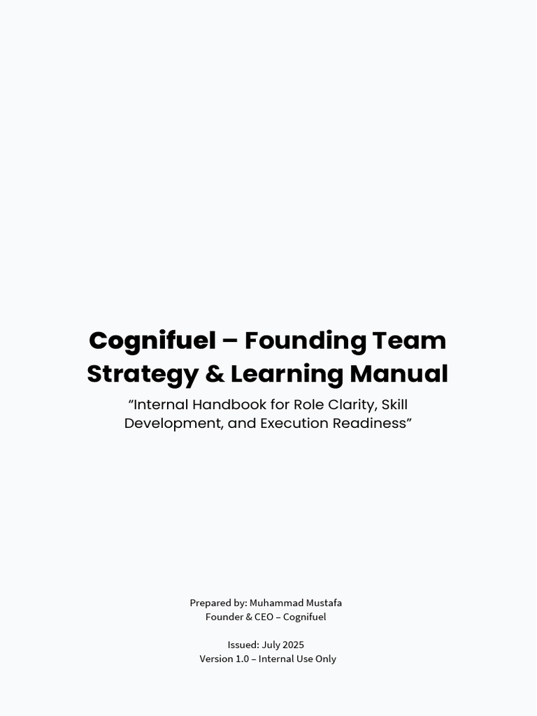Cognifuel Founding Team Playbook V1 | PDF | Taste | Nutrition