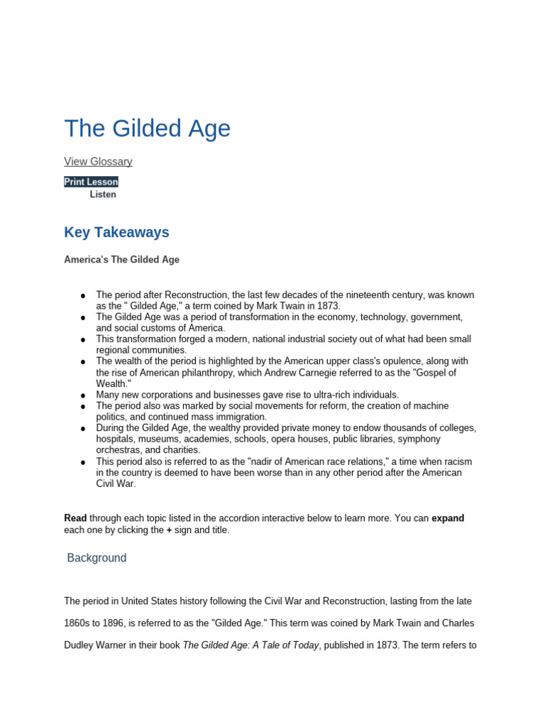 The Gilded Age Textbook | PDF
