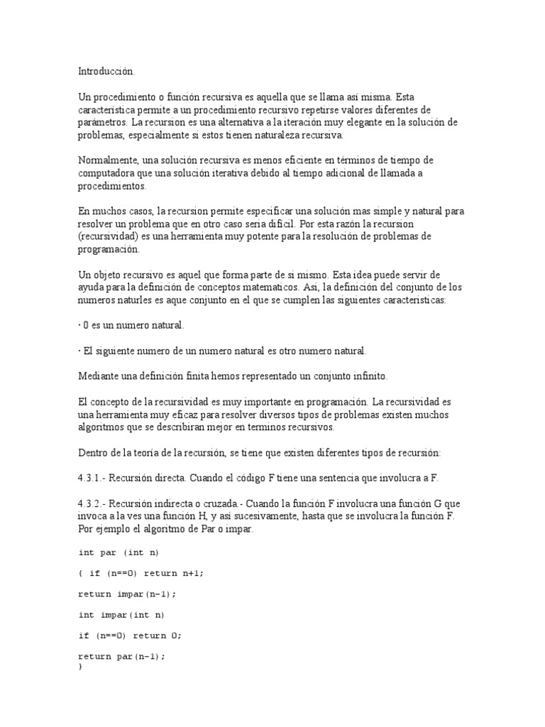 Introducción Recursividad | PDF | Recursividad | Programa de computadora