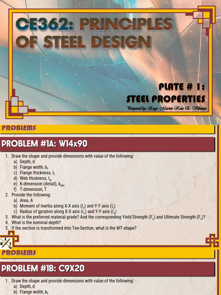 Plate 01 - Steel Properties | PDF | Geometry | Solid Mechanics