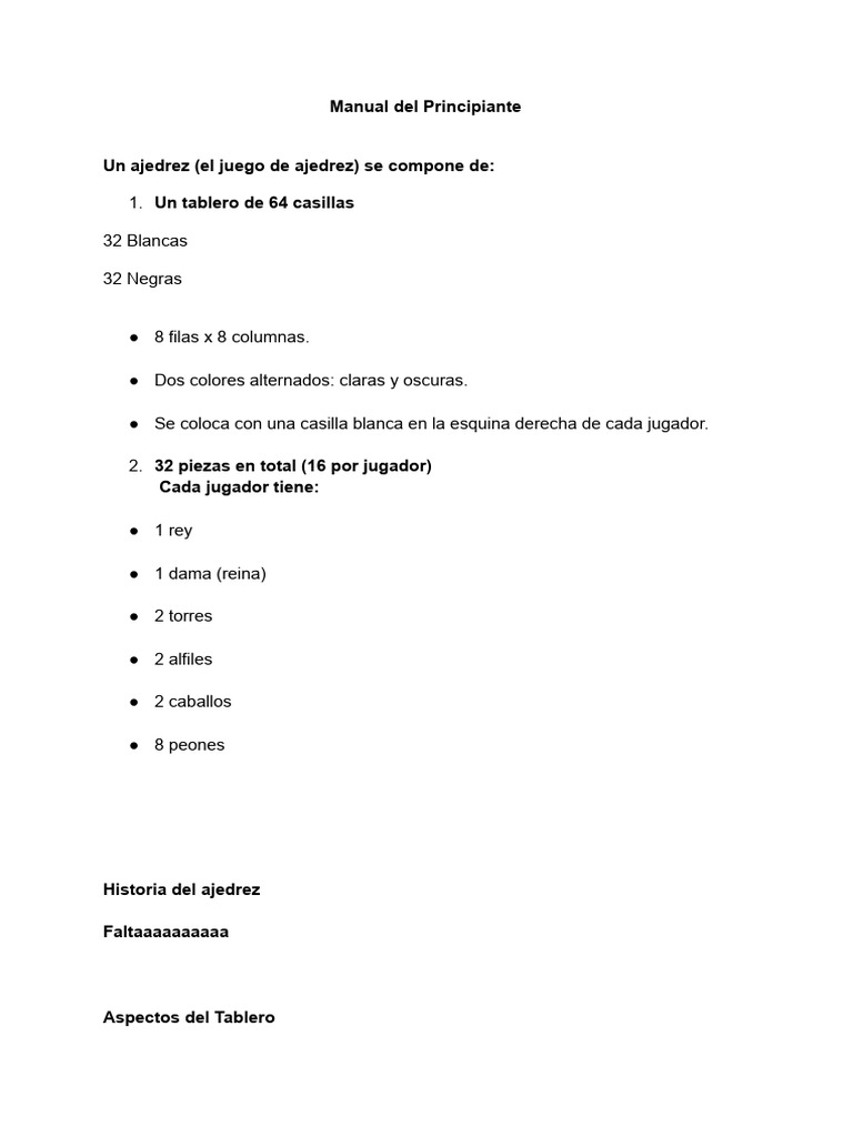 Manual Del Principiante | PDF | Aperturas de ajedrez | Ajedrez
