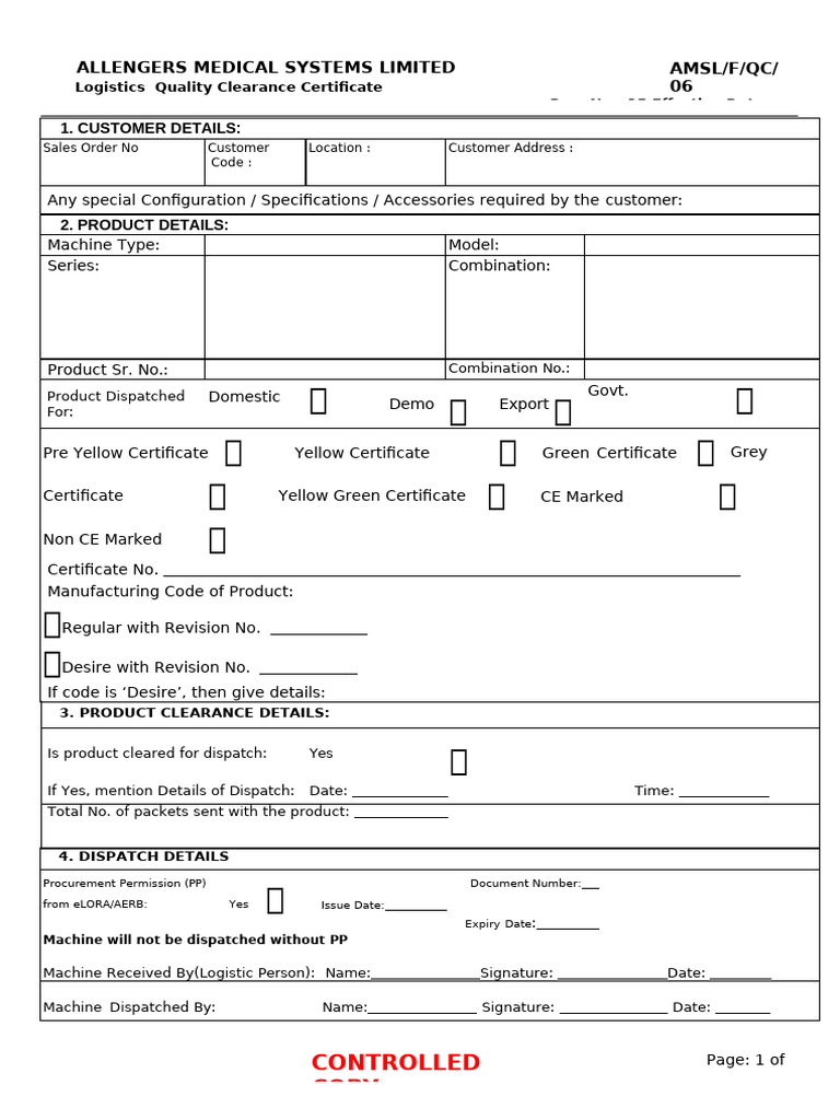 Logistics QC CLEARANCE Certificate | PDF