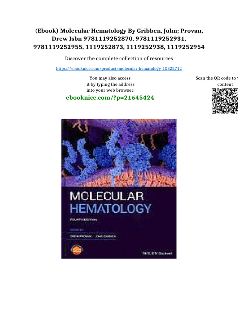 (Ebook) Molecular Hematology by Gribben, John Provan, Drew Isbn ...