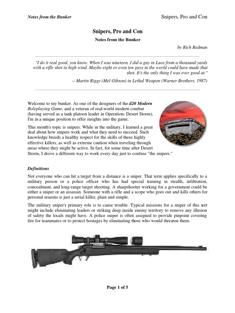 D20 Modern - Snipers | PDF | Sniper | Telescopic Sight