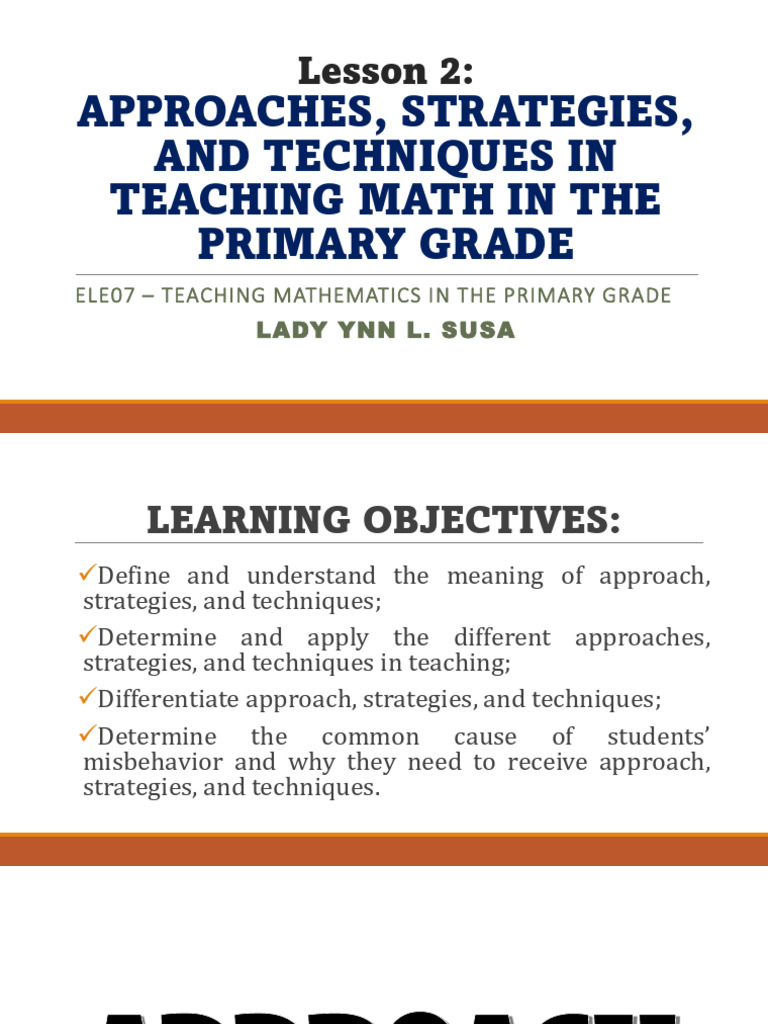 ELE07 Complete Lesson 2 Approaches Strategies and Techniques | PDF ...