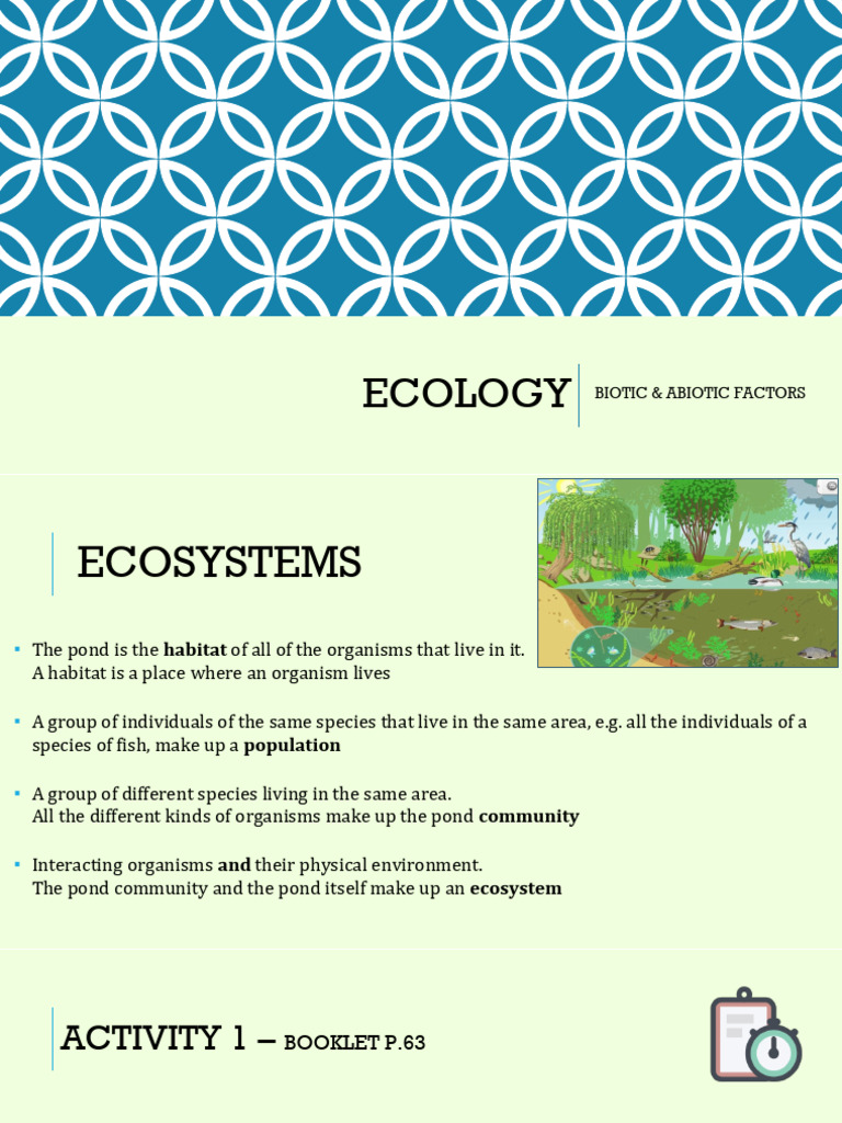 Ecology - Biotic & Abiotic Factors | PDF | Ecosystem | Pond