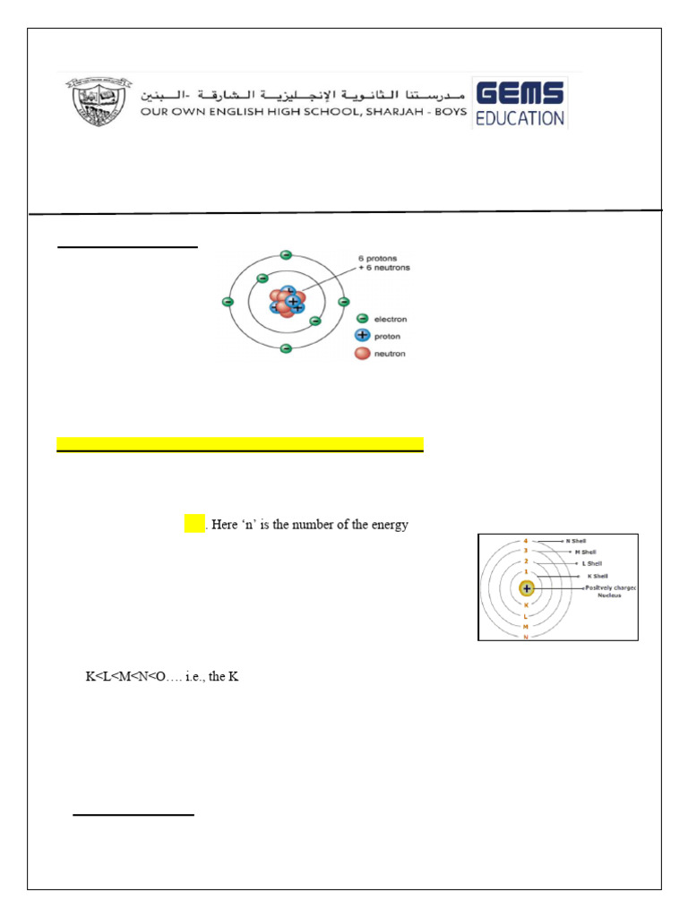 Atomic Structure - Notes | PDF | Atoms | Energy Level