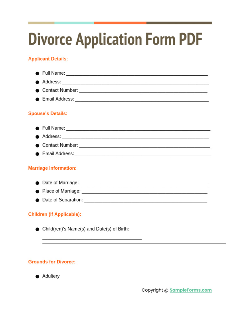 Divorce Application Form PDF | PDF