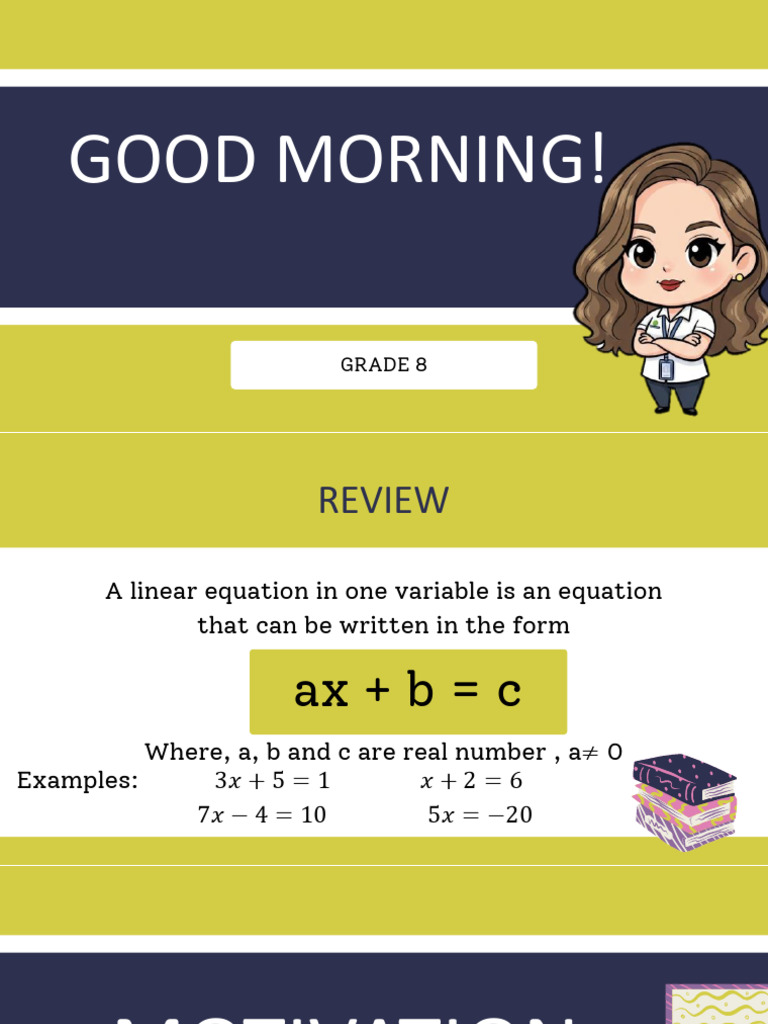 Solving Problems Involving Linear Equations in One Variable - GRADE 8 ...