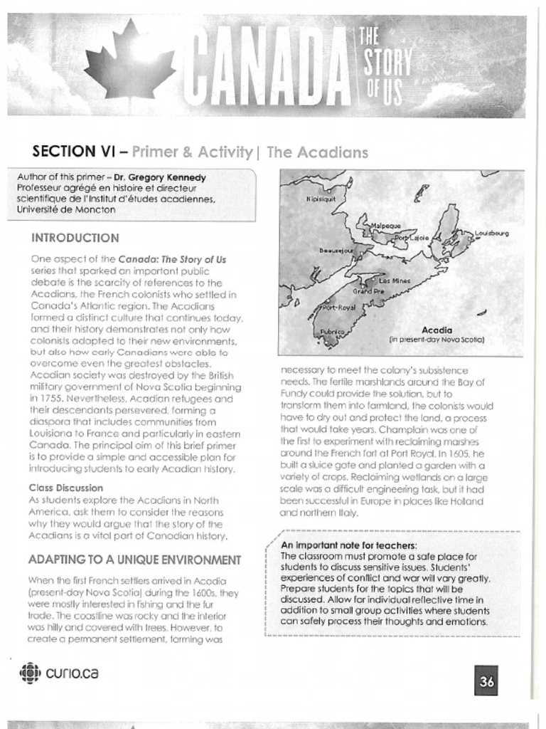 History of The Acadians and Lesson Plans | PDF