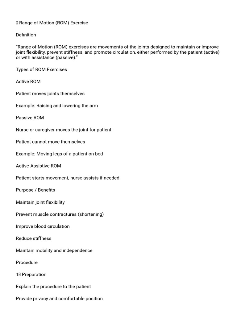 Range of Motion Exercises | PDF