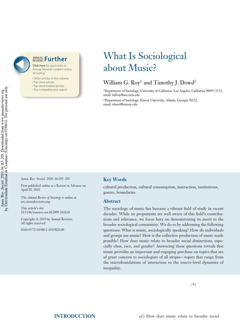 What Is Sociological About Music | PDF | Sociology | Harmony
