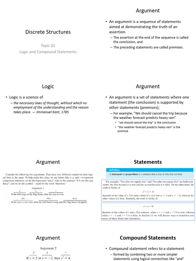 PDS - 01 - Logic and Compound Statements | PDF