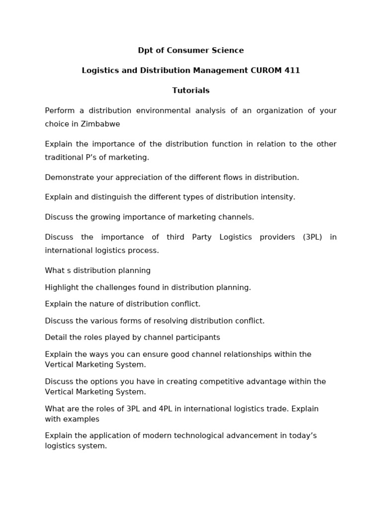 Logistics Distribution Tutorials | PDF