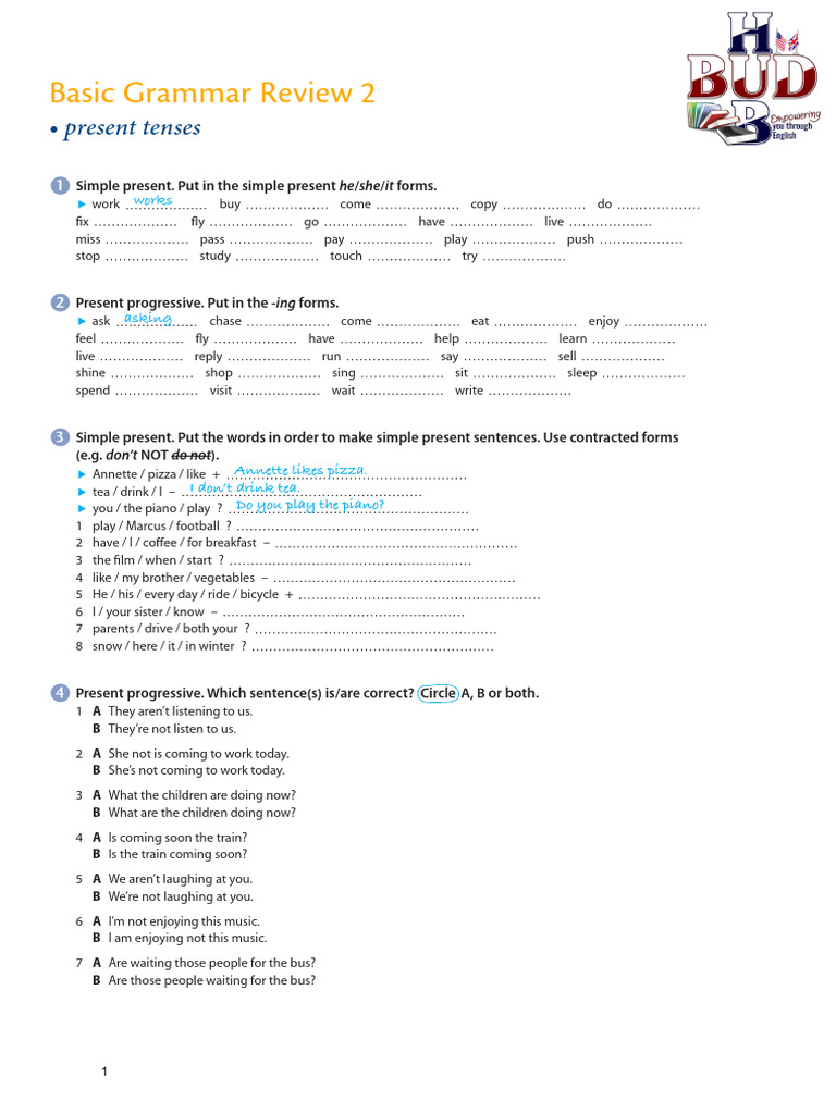 Basic Grammar Review 2 | PDF | Language Mechanics | Syntax