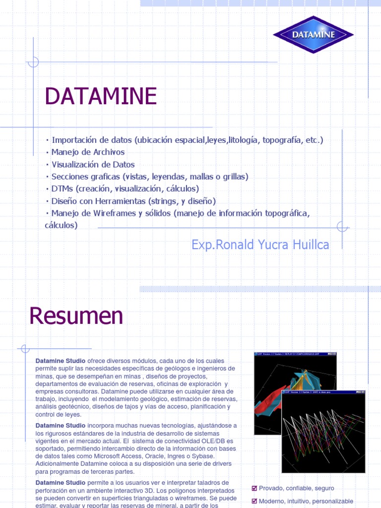 Datamine Studio: Herramientas Mineras 3D | PDF | Active X Data Objects | Servidor SQL de Microsoft