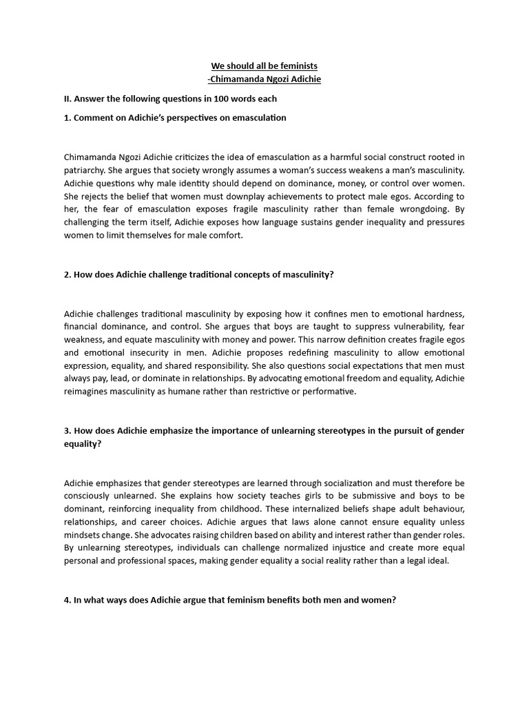 We Should All Be Feminists | PDF | Gender | Gender Studies