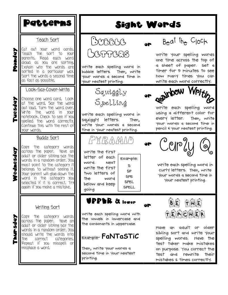 Words Their Way HW Sample PDF | PDF | Language Arts & Discipline