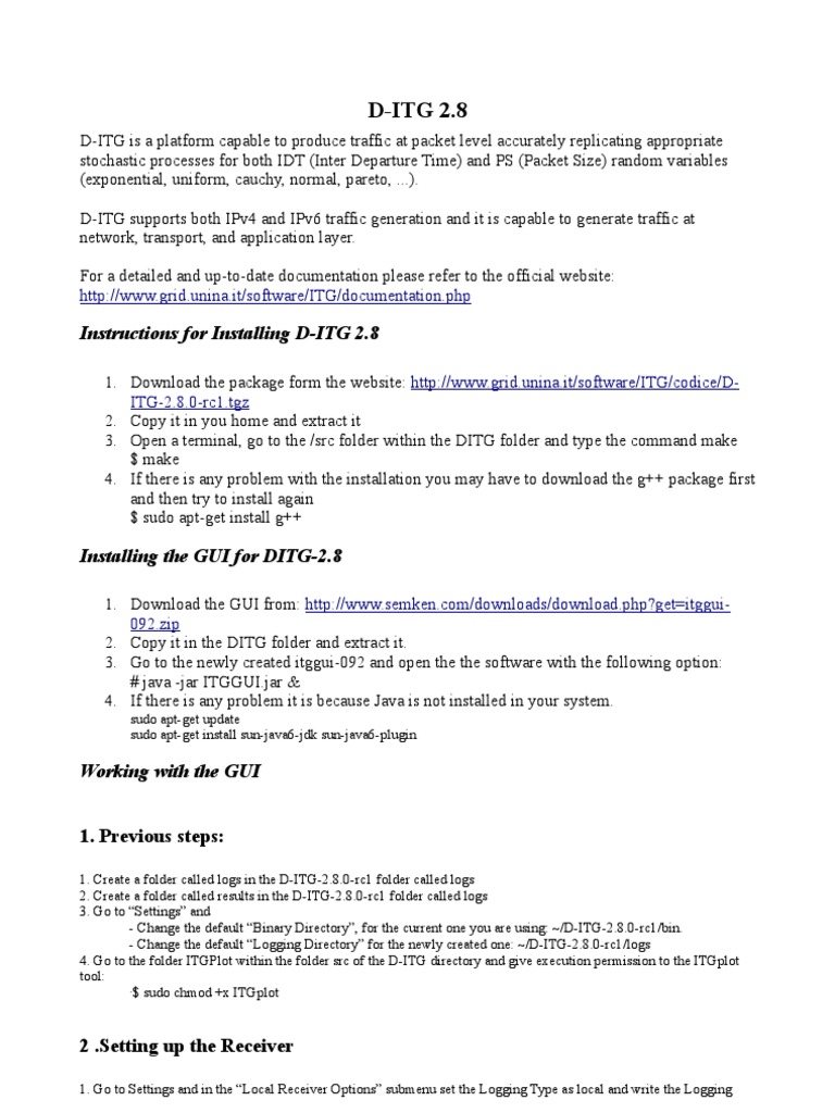 W5 Practical Exercise D-ITG Manual | PDF | Directory (Computing) | Computer File