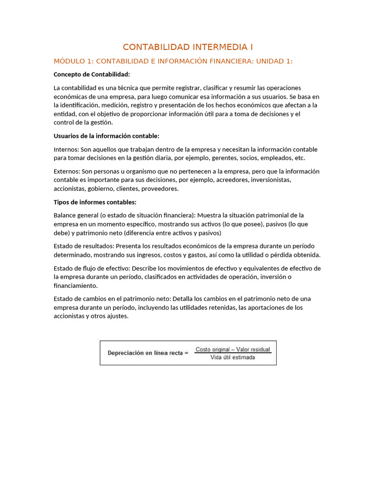CONTABILIDAD INTERMEDIA I RESUMEN Módulo 1 | PDF | Contabilidad ...