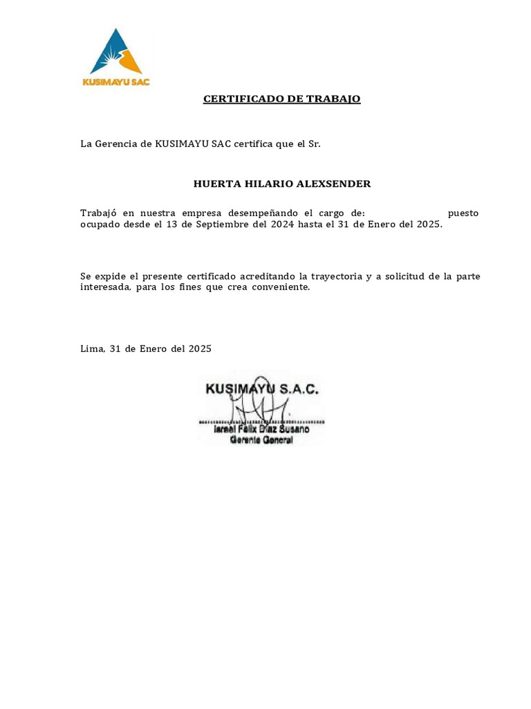 Constancia - Huerta Hilario Alexsender | PDF