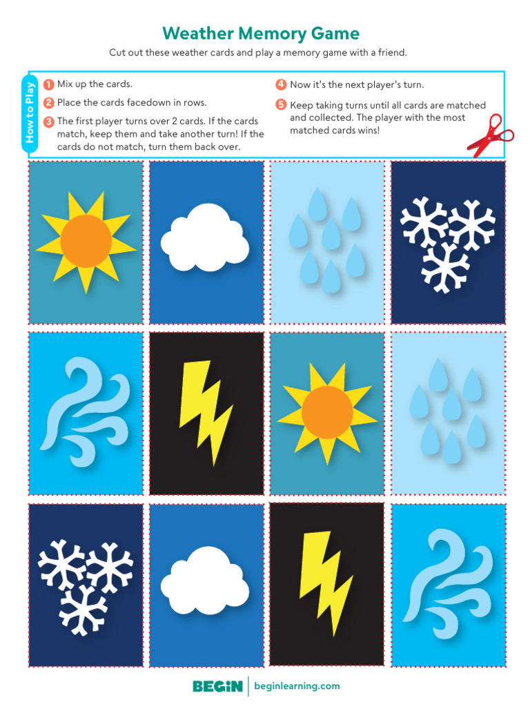 Begin WeatherMemoryGame Printable | PDF