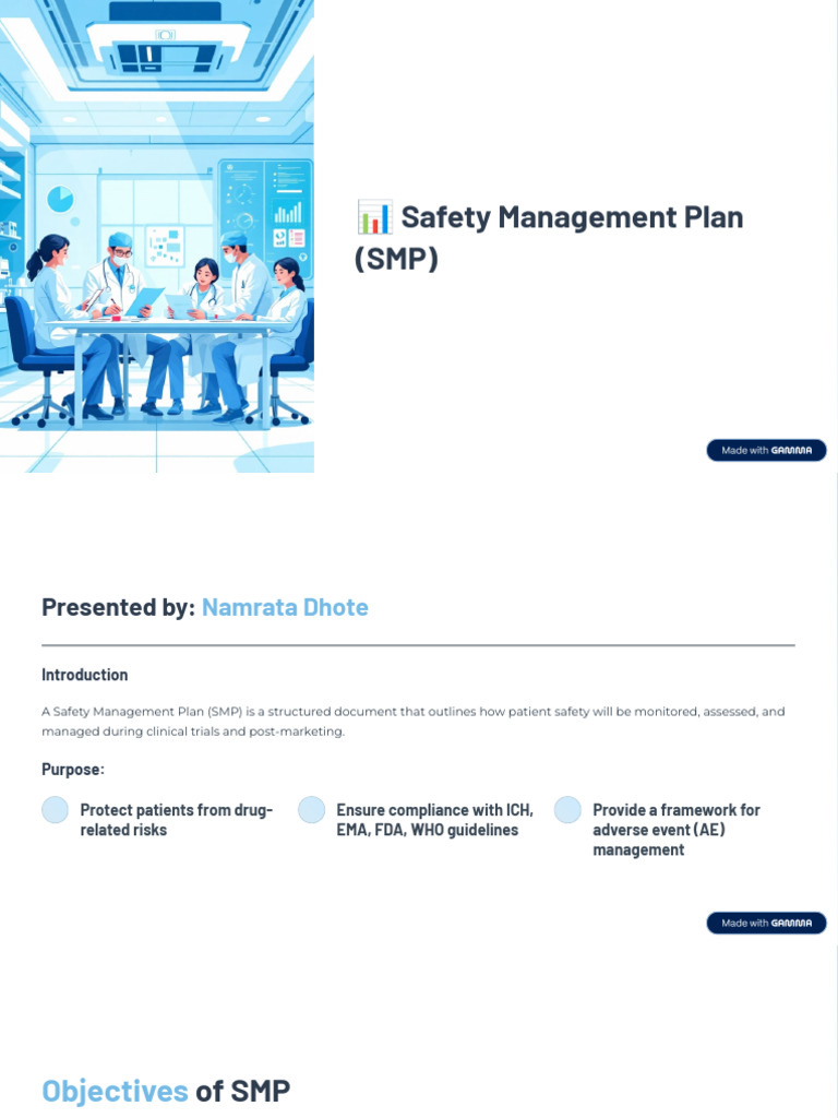 Safety Management Plan SMP | PDF | Pharmacovigilance | Medicine