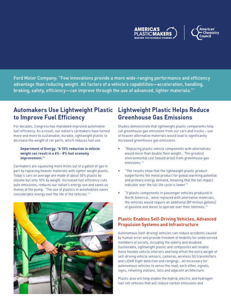 Plastic Helps Automakers Build More Fuel Efficient Safer Cars | PDF ...