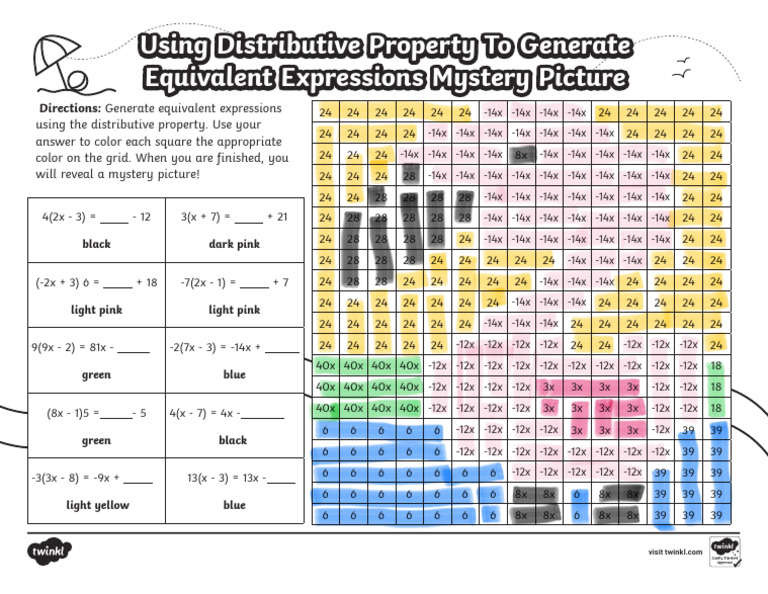 BW Using Distributive Property To Generate Equivalent Expressions ...