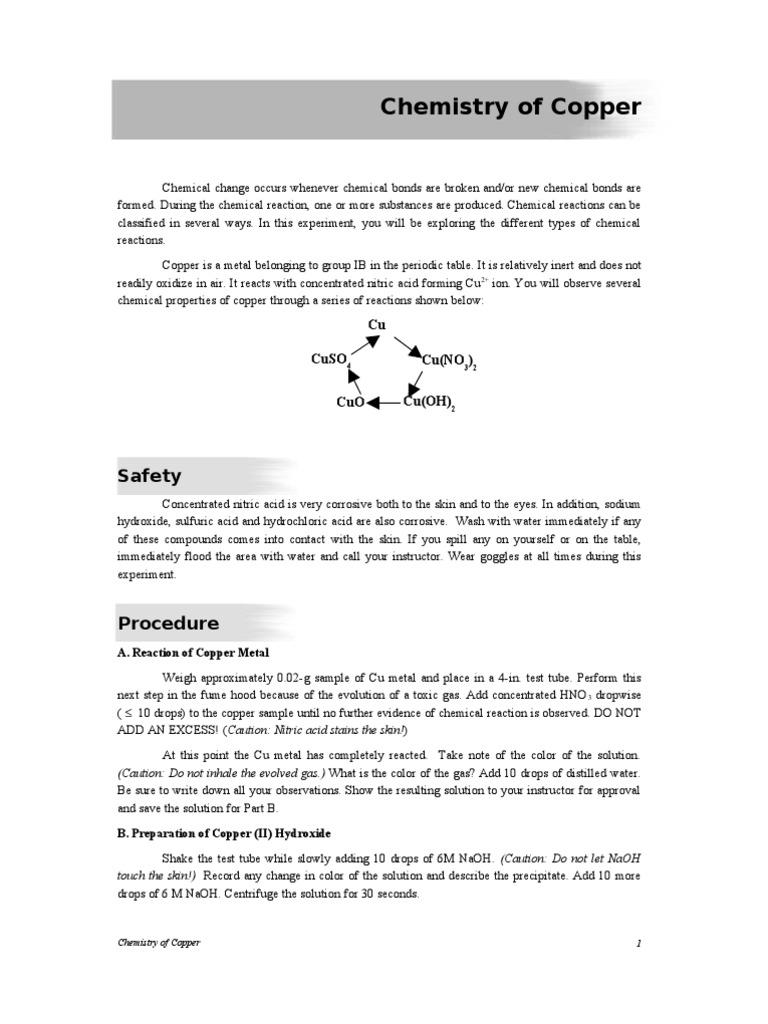 Chemistry of Copper | PDF | Nitric Acid | Copper