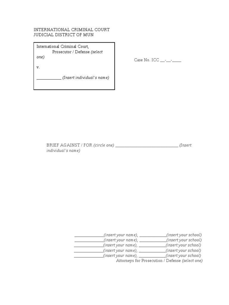 Icc Template | PDF | International Criminal Court | Prosecutor
