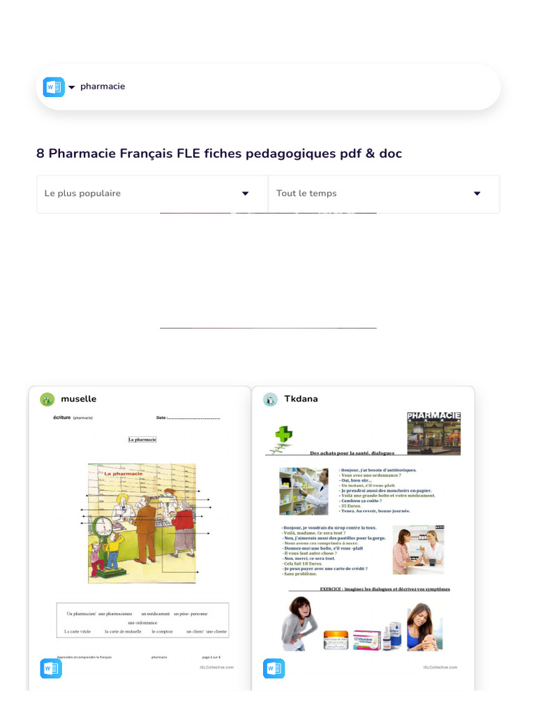 8 Pharmacie Français FLE Fiches Pedagogiques PDF & | PDF | Pharmacie ...