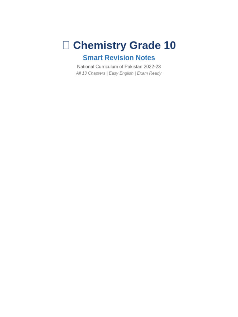 Chemistry Grade10 StudyNotes | PDF | Salt (Chemistry) | Anode