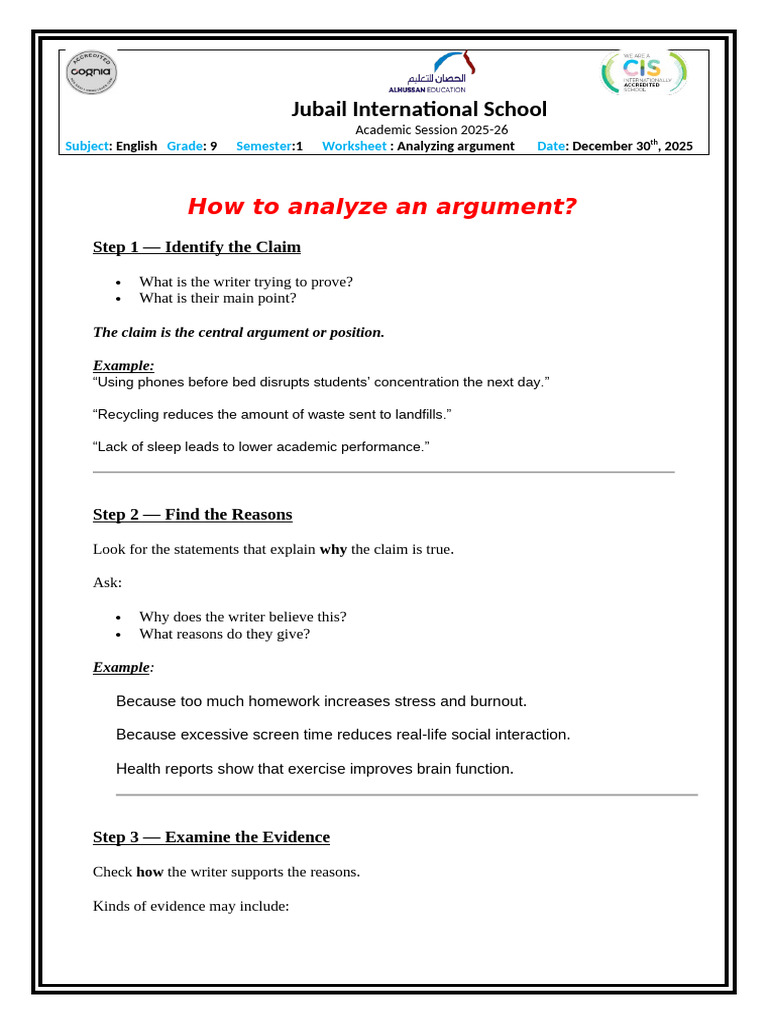 Analyzing Argument | PDF | Argument | Evidence